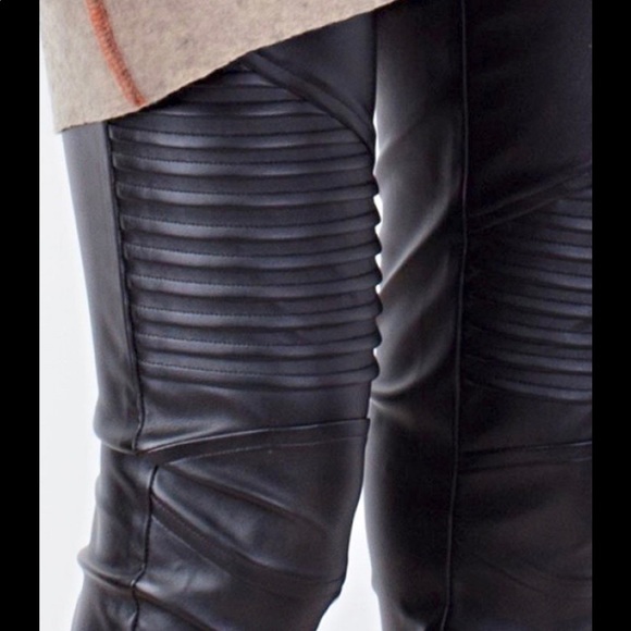 Pants & Jumpsuits | Faux Leather Pants With Ribbing Details | Poshmark